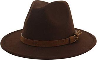 Generic Chapeau large avec boucle de ceinture r&eacute;glable pour homme et femme, caf&eacute;, Taille unique