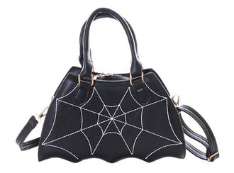 Kawaii-Story LB-6137 Sac &agrave; dos pour femme en forme de chauve-souris brod&eacute;e gothique punk 25 x 14 x 9 cm PU noir, Noir
