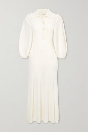 Chlo&eacute; Midikleid Aus Gerippter Wolle - Wei&szlig;