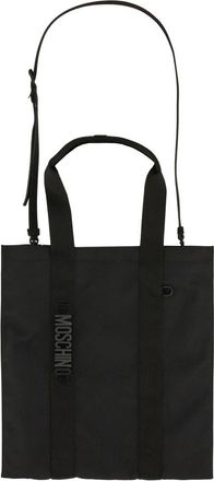 Moschino Mens Tote Bag With Logo Black Polyester Viscose Handbags Hand