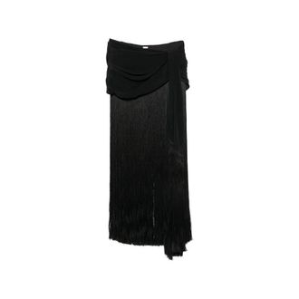 Cult Gaia Femme, Jupes, Noir, Taille: 34 FR Jupe longue Saman &agrave; franges