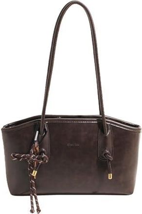 Generic Sac &agrave; bandouli&egrave;re vintage pour femme, sac &agrave; main Hobo en cuir synth&eacute;tique avec joli pendentif, sac &agrave; main dautomne pour un usage quotidien, caf&eacute;, one 