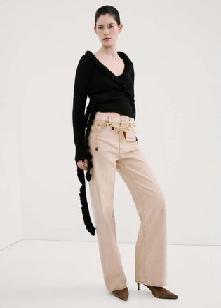 Mango Strick-Cardigan mit R&uuml;schen anthrazit - Damen - S - MANGO