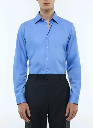 Fursac Chemise &agrave; col droit en coton - Taille 38 - Homme