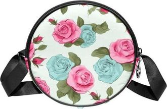 Generic Sac &agrave; bandouli&egrave;re Circle pour femme, rose, bleu, petit sac &agrave; bandouli&egrave;re avec fermeture &eacute;clair, bretelles r&eacute;glables, sac &agrave; main rond d&eacute;contract&eacute; pour 