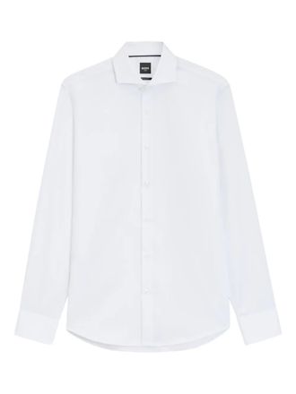 BOSS chemise en coton &agrave; col biais&eacute; - Blanc