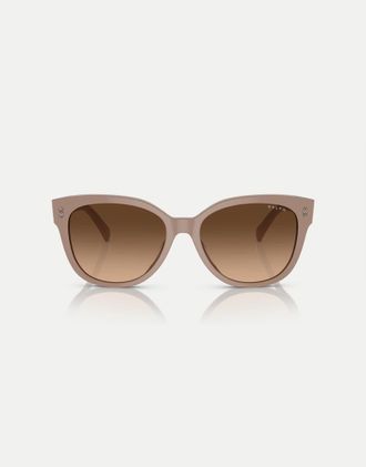 Ralph Lauren Cat-Eye-Sonnenbrille mit klassischen Gl&auml;sern in gl&auml;nzendem Beige-Neutral