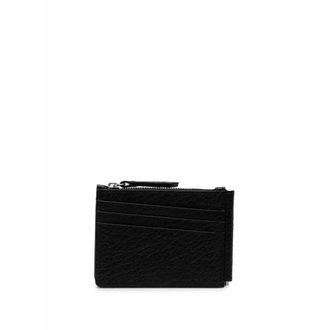 Maison Margiela Homme, Accessoires, Noir, Taille: ONE Size &Eacute;l&eacute;gant Portefeuille en Cuir Noir avec Fermeture &Eacute;clair