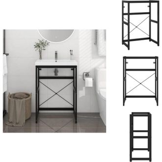 vidaXL Badezimmer Waschtischgestell Schwarz 59x38x83 cm Eisen - Badezimmerm&ouml;bel - Waschtischgestell - Eisen - Schwarz - Unterw&auml;scheaufbewahrung