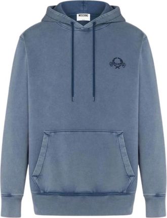 Moschino unisex, Sweatshirts et sweats &agrave; capuche, Bleu, Taille: L Laurel Crown Cotton SweaT-shirt