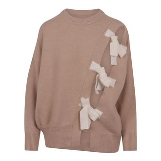Jovonna London Pull Col Rond Brighton avec Noeuds - Femme - Pulls - Beige - Taille: 40/42 FR