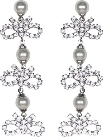 Self Portrait Femme, Accessoires, Blanc, Taille: ONE Size Bow Tiered Pearl Earrings