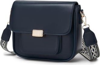 Miss Lulu Sac Bandouli&egrave;re Femme Similicuir Vintage, Sac &agrave; &Eacute;paule Carr&eacute; Femmes avec Ceinture &Eacute;ponge Jacquard &Eacute;thnique, Petit Sac &agrave; Main pour Travail, Rendez-Vous