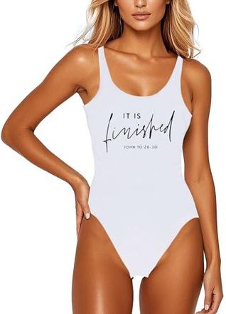 Generic Maillot De Bain Femme Gainant Et Amincissant à imprimé Lettre, Sexy, Bikini, sans Manches, Dos Nu (White, XXL)