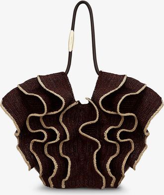 Zimmermann Goldentime raffia shoulder bag with ruffles - ZIMMERMANN - gender_Woman