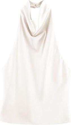 Generic Haut en satin &eacute;l&eacute;gant pour femme - Grandes tailles - Col en V - Coupe ample - Respirant - L&eacute;ger - D&eacute;bardeur ample - Sans manches - Camisole - T-shirt 