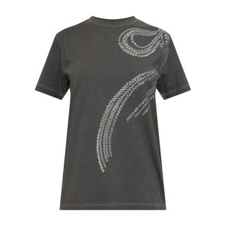 Blumarine T-shirt en coton avec appliqu&eacute;s - Femme - Tops - Gris - Taille: 42 FR