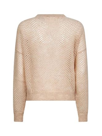 Brunello Cucinelli Mesh Open-Knit Sweater - Beige