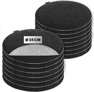 Com-Four 16x Gepolstertes Sitzkissen Ø 35 cm - Stuhlkissen für Stühle und Bänke - Sitzkissen-Set aus Filz - Runde Sitzpolsterauflage für Esszimmer, Garten, Ter