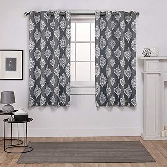 Exclusive Home Curtains Medaillon Verdunkelungsvorhang mit Ösen, 1 Paar, Stoff, Black Pearl, 52 W x 63 L (Pack of 2), 2