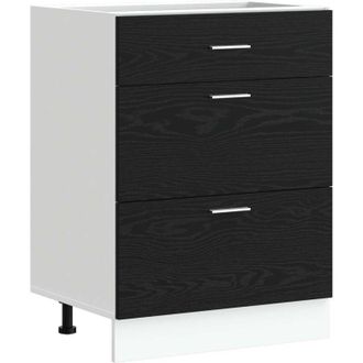 vidaXL K&uuml;chenunterschrank Schwarz Eichen-Optik 60 x 46 x 81,5 cm vidaXL