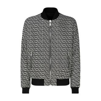Balmain Homme, Vestes, Noir, Taille: 3XL Bomber R&eacute;versible Monogramme Noir Blanc