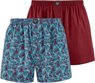 Bruno Banani Bruno Banani Herren 2er Pack Boxershorts Cape Lobster Retroshorts, Blau/Rot, M EU