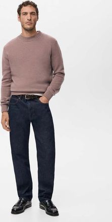 Mango Pull en maille 100 % laine italienne rose p&acirc;le - Homme - S - MANGO MAN