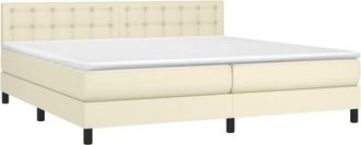 vidaXL Boxspringbett mit Matratze Creme 200x200 cm Kunstleder vidaXL