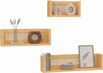 IDMarket Edhen Wandregale, Holz, 60/45/30 cm, 3 Stück