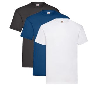 Fruit Of The Loom Valueweight T-Shirt Diverse Farbsets S M L XL XXL 3XL 4XL 5XL (4XL, 1x Schwarz + 1x Navy + 1x Weiss + 1HL Kauf Notizblock)