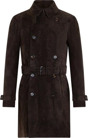 Moorer Homme, Manteaux, Brun, Taille: XL Trench-coat en cuir &eacute;l&eacute;gant et ajust&eacute;