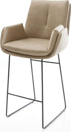 DELIFE Barstuhl Clea-Flex Mikrofaser Beige Vintage Kufengestell Metall Schwarz, Barst&uuml;hle