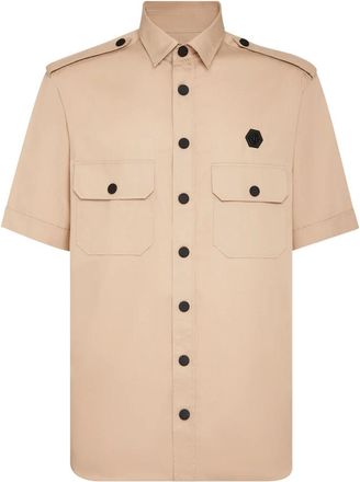 Philipp Plein Homme, Chemises, Beige, Taille: XS Military Shirt SS Gothic Plein