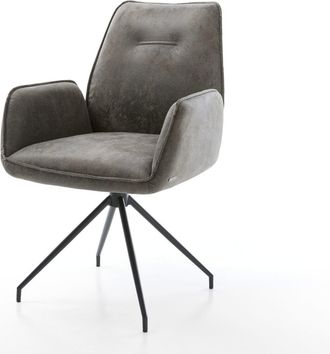 DELIFE Esszimmerstuhl Zoa-Flex Mikrofaser Grau Antik Kreuzgestell konisch Schwarz Taschenfederkern, Esszimmerstühle