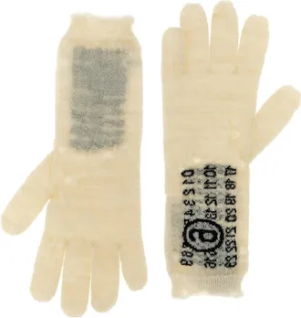 Maison Margiela Jacquard Virgin Wool Gloves - White
