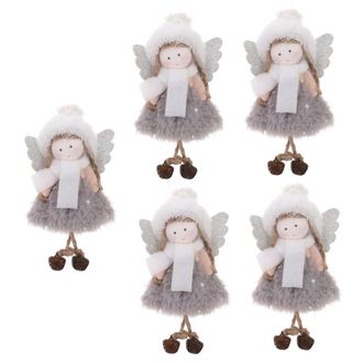 Pretyzoom 5St Engel-M&auml;dchen-Anh&auml;nger Weihnachts-Pl&uuml;sch-Ornament Christbaumkugeln M&auml;dchenpuppen weihnachtsdeko Christbaumschmuck Engel Puppe Ornament weihnachtli