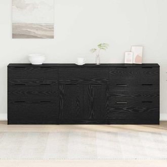 vidaXL Buffet 3 pcs Ch&ecirc;ne noir 60 x 30 x 70 cm Bois ding&eacute;nierie vidaXL