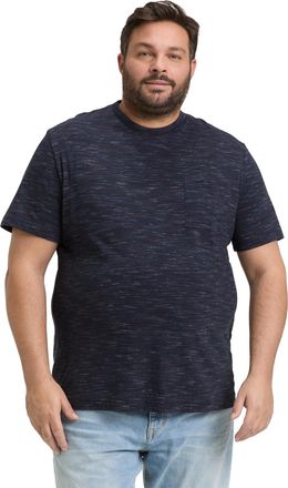 Tom Tailor Herren 1049391 Plussize Plus Size-T-Shirt in Melange-Optik mit Brusttasche, 38719-Navy Red Multi Inject, 3XL