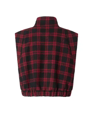 Pinko Womens Gilet Handel Tweed Black-Red Outer 1: Polyester Waistcoats & Gilets Black/red