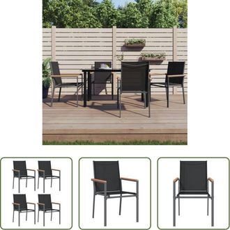 vidaXL vidaXL Terrassenst&uuml;hle - Gartenst&uuml;hle 4 Stk. Schwarz 55x61,5x90 cm Textilene und Stahl