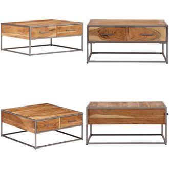vidaXL Vidaxl - Couchtisch 75x75x35 cm Massivholz Akazie - Massivholzm&ouml;bel - Akaciaschreibtisch - Vintage Schreibtisch - Industriel Style - Wohnzimmerstil