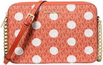 Michael Kors Sac &agrave; bandouli&egrave;re Jet Set Large Pois Logo Signature, Red Clay