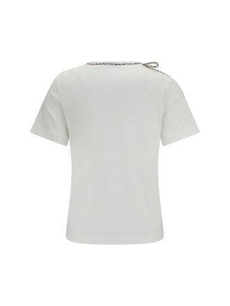 Burberry Womens Cotton Lace-Detail T-Shirt Chalk T-Shirts And Polos