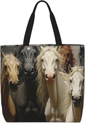 Generic Diff&eacute;rents Chevaux Sac A Main Femme D&eacute;contract&eacute; Tote Bag R&eacute;utilisable Sac Fourre-Tout Pour Shopping Travail Universit&eacute;