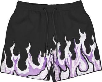 Generic JJDFW Short d&eacute;t&eacute; respirant pour homme S&eacute;chage rapide Large Flamme Imprim&eacute; Course Basketball Shorts Mode Street, A3, XL