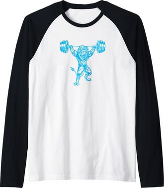 Seembo Lion Gewichtheberhanteln Fitness Tier Gym Workout Raglan