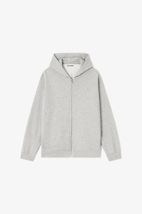 Ganni grau Grauer Teddy-Hoodie mit Rei&szlig;verschluss Bio-Baumwolle - Gr&ouml;&szlig;e XXS/XS