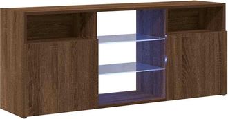 Generic TV-Schrank mit LED-Leuchten, Wei&szlig;, 120x30x50 cm, Entertainment Center TV-Schrank, Wohnzimmer Sideboard, Medieneinheit, Aufbewahrungsschrank (Braune Ei