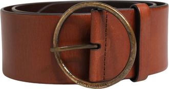 Dolce & Gabbana Homme, Accessoires, Brun, Taille: ONE Size Wide Waist Metal Round Buckle Belt